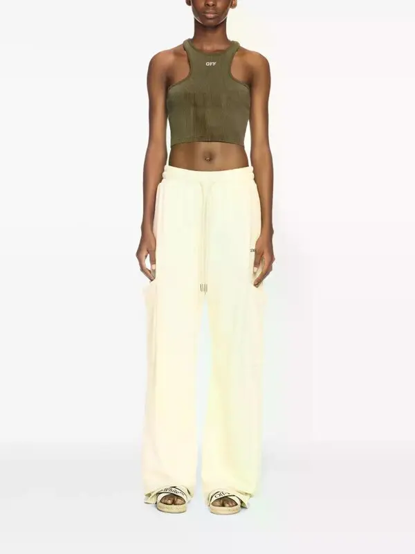Off-White Logo-embroidered Ribbed Tank Top - Green