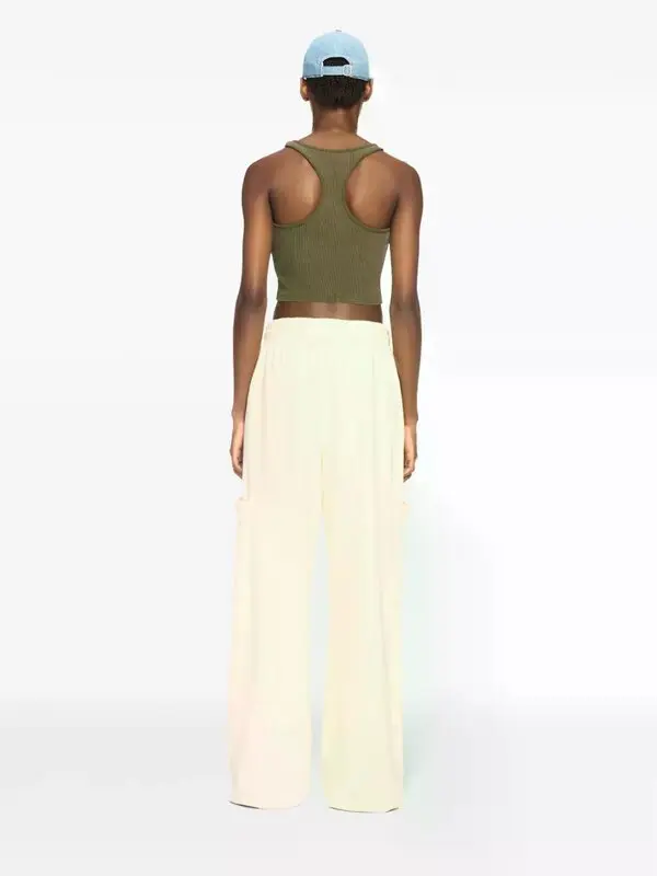 Off-White Logo-embroidered Ribbed Tank Top - Green