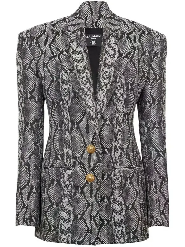 Balmain Snakeskin-print Two-button Blazer