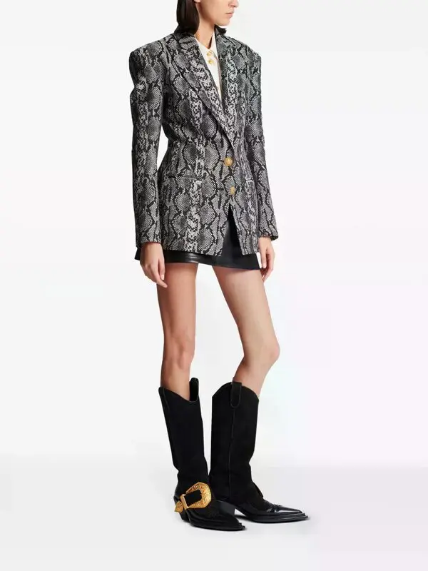 Balmain Snakeskin-print Two-button Blazer