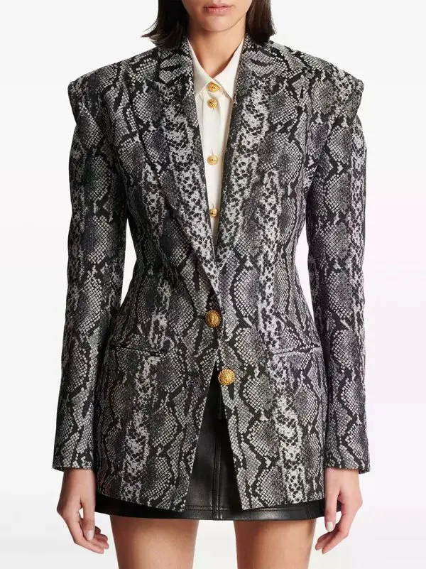 Balmain Snakeskin-print Two-button Blazer