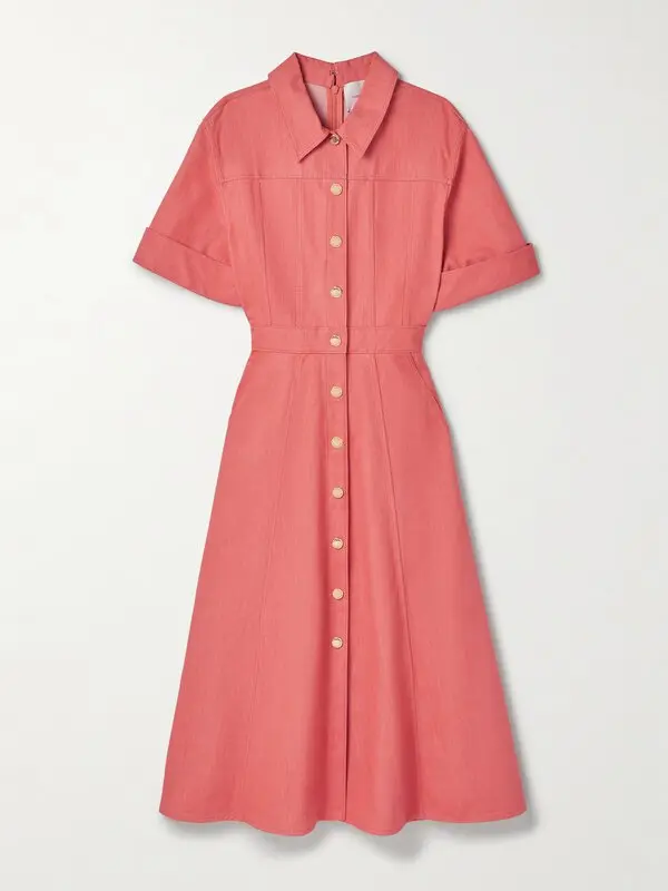 Carolina Herrera Denim Midi Shirt Dress - Orange