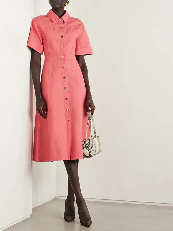 Carolina Herrera Denim Midi Shirt Dress - Orange