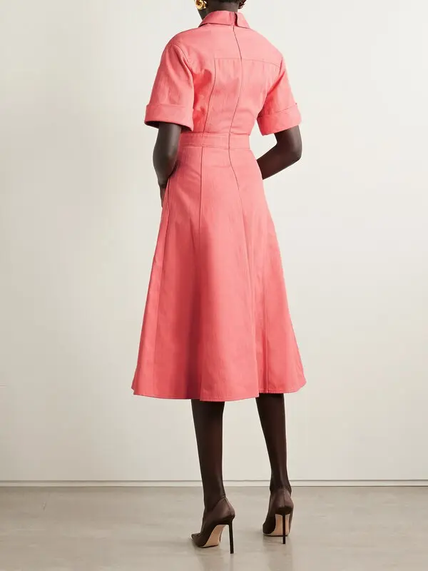 Carolina Herrera Denim Midi Shirt Dress - Orange