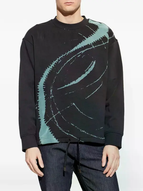 Emporio Armani Graphic-print Drawstring Sweatshirt - Black
