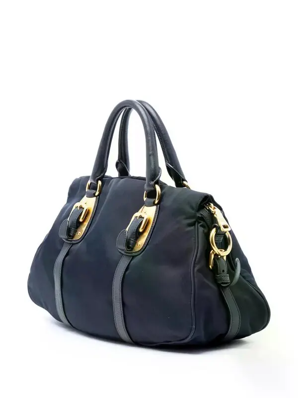 Prada Soft Calf Trimmed Tessuto Satchel