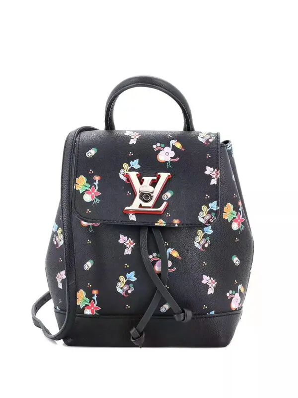 LOUIS VUITTON Lockme Floral Printed Leather Mini Backpack