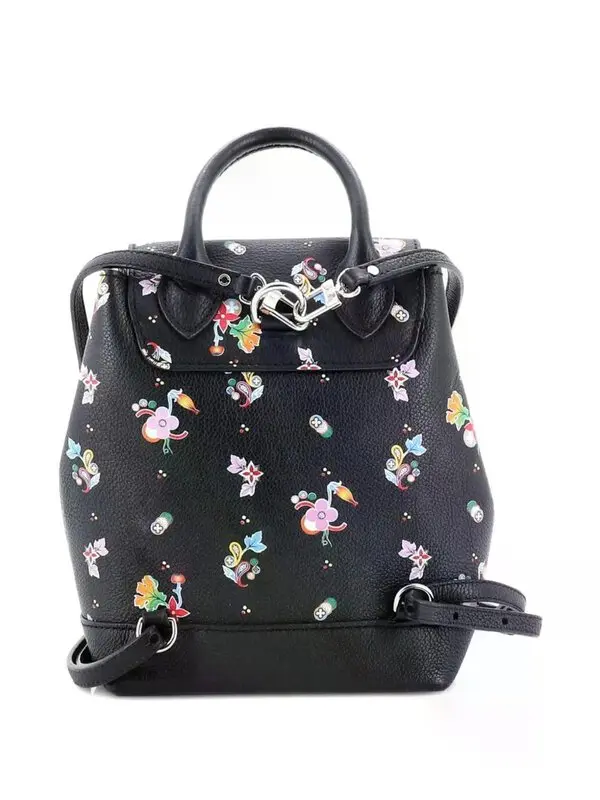 LOUIS VUITTON Lockme Floral Printed Leather Mini Backpack