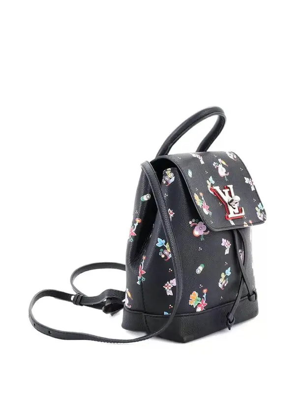 LOUIS VUITTON Lockme Floral Printed Leather Mini Backpack
