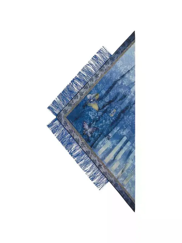 PIERRE-LOUIS MASCIA Aloeuw Butterfly Fringed Scarf - Blue
