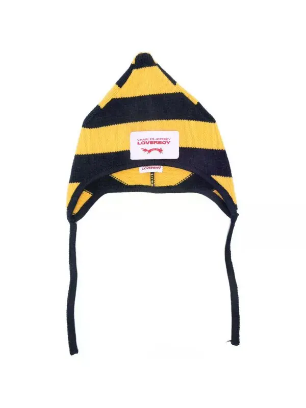 CHARLES JEFFREY Striped Beanie Hat - Yellow