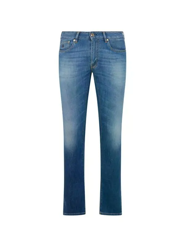 MOORER Five-pocket Straight-leg Jeans - Blue