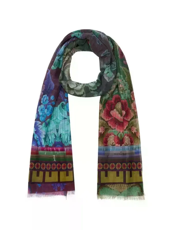 PIERRE-LOUIS MASCIA Hawnbci Floral-print Scarf - Green