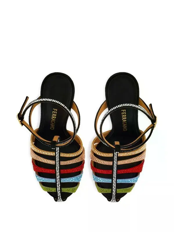 FERRAGAMO 90mm Crystal-embellished Caged Sandals - Black