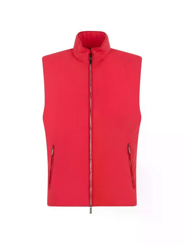 MOORER Zip Sleeveless Gilet - Red