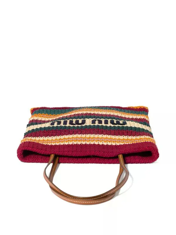 Miu Miu Raffia-effect Woven Tote Bag - Red