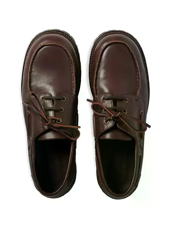 Studio Nicholson Raw-cut Guston Leather Boat Shoes - Brown