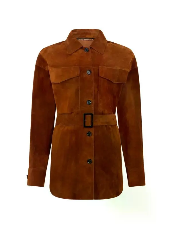 MOORER Aldara Belted Jacket - Brown