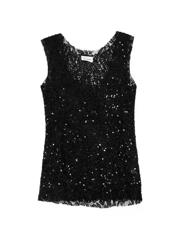 P.a.r.o.s.h Sequin-embellished Sleeveless Top - Black