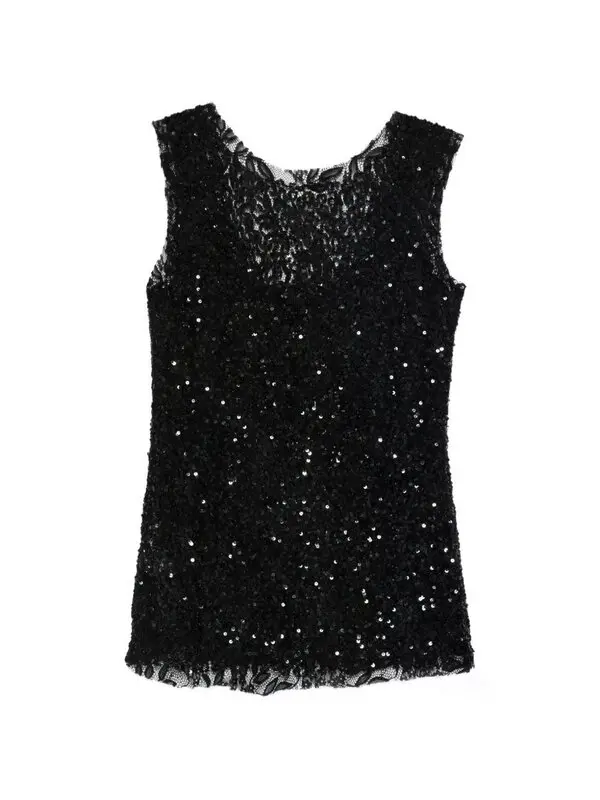 P.a.r.o.s.h Sequin-embellished Sleeveless Top - Black