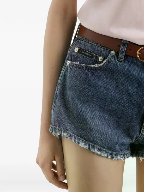 Dolce & Gabbana Frayed Denim Shorts - Blue