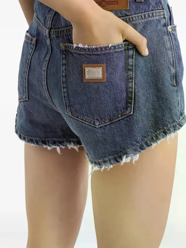 Dolce & Gabbana Frayed Denim Shorts - Blue