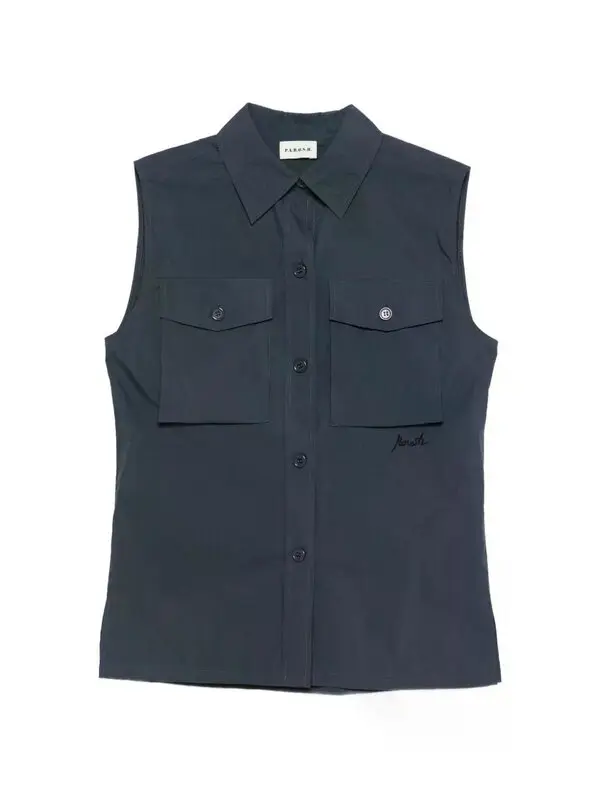 P.a.r.o.s.h Sleeveless Shirt With Chest Pockets - Blue