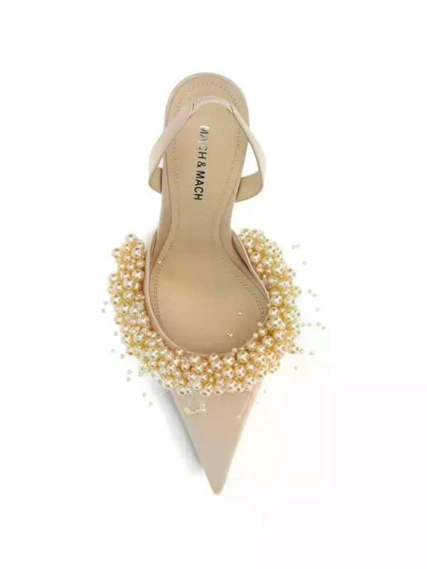 Mach & Mach Pearl Embellished Slingback Pumps - Neutrals