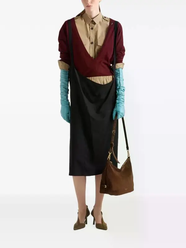 Prada Fold Suede Bag - Brown