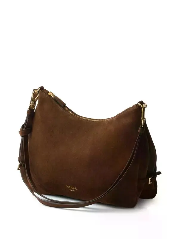 Prada Fold Suede Bag - Brown