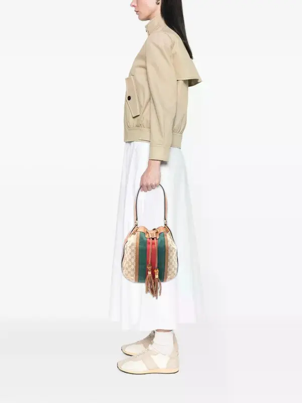 Gucci Gg Canvas Web Rania Drawstring Hobo Bag