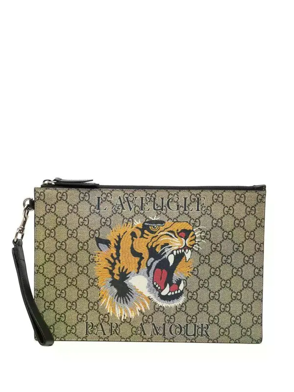Gucci Gg Supreme Tiger Pouch