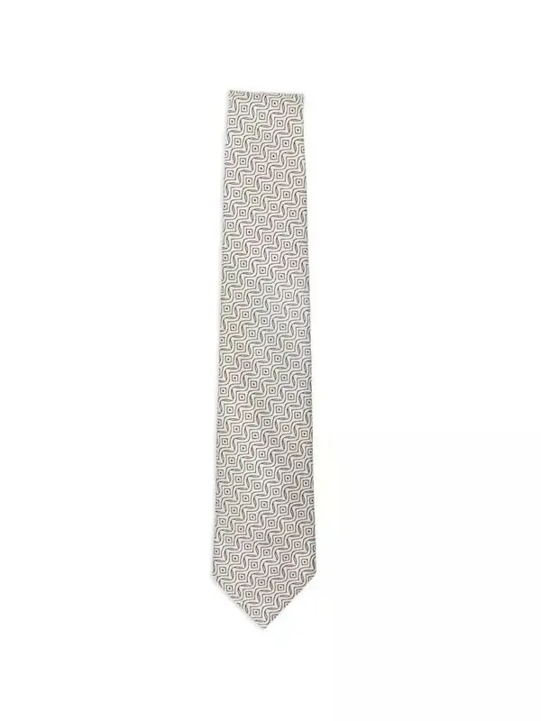 Emporio Armani Geometric Pattern Silk Neck Tie - Neutrals