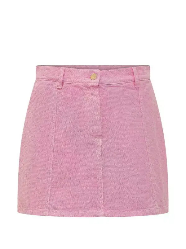 Casablanca Monogram Denim Mini Skirt - Pink