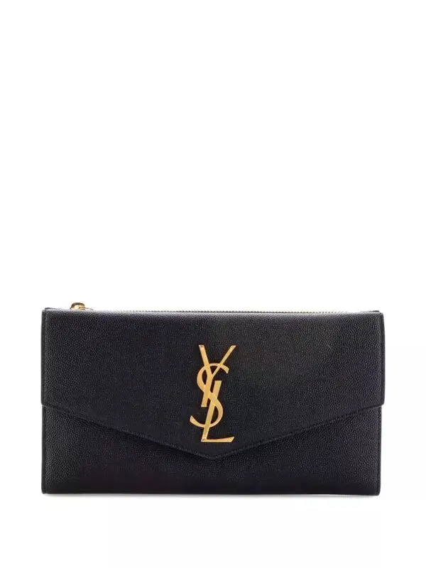 Saint Laurent Uptown Flap Wallet Leather Long Small Wallets - Black