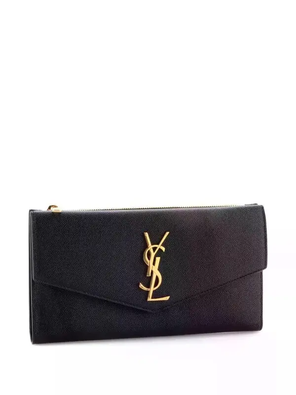 Saint Laurent Uptown Flap Wallet Leather Long Small Wallets - Black