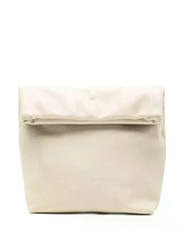 CORTANA Fold-over Leather Clutch - Neutrals