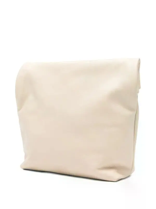 CORTANA Fold-over Leather Clutch - Neutrals