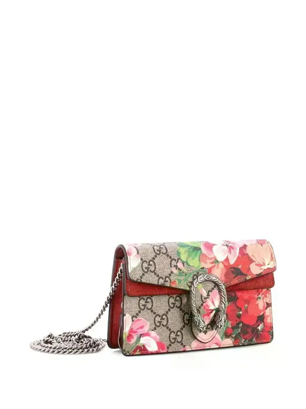 Gucci Dionysus Blooms Print Gg Coated Canvas Super Mini Crossbody Bag - Brown