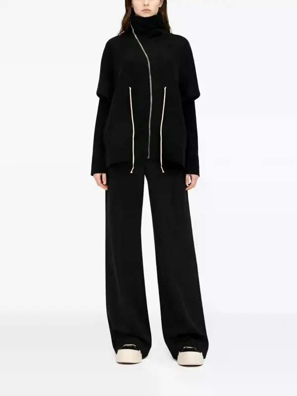Rick Owens Zip-up Funnel-neck Sweater - Midnight