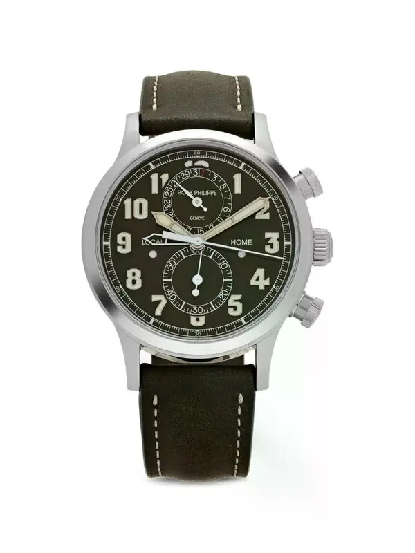 Patek Philippe 5924g-010 Calatrava Pilot Travel Time Chronograph 42mm Watch - Green