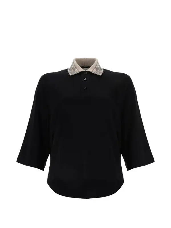 Brunello Cucinelli Buttoned Embellished Polo Shirt