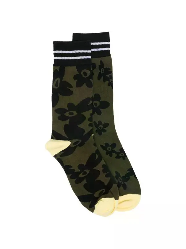PERKS AND MINI Floral Striped Socks - Green