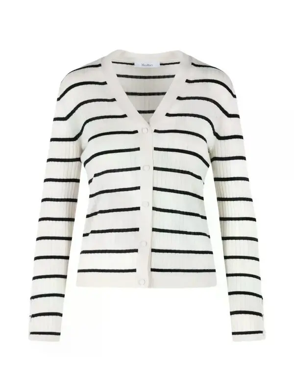 Max Mara Striped V-neck Cardigan - White