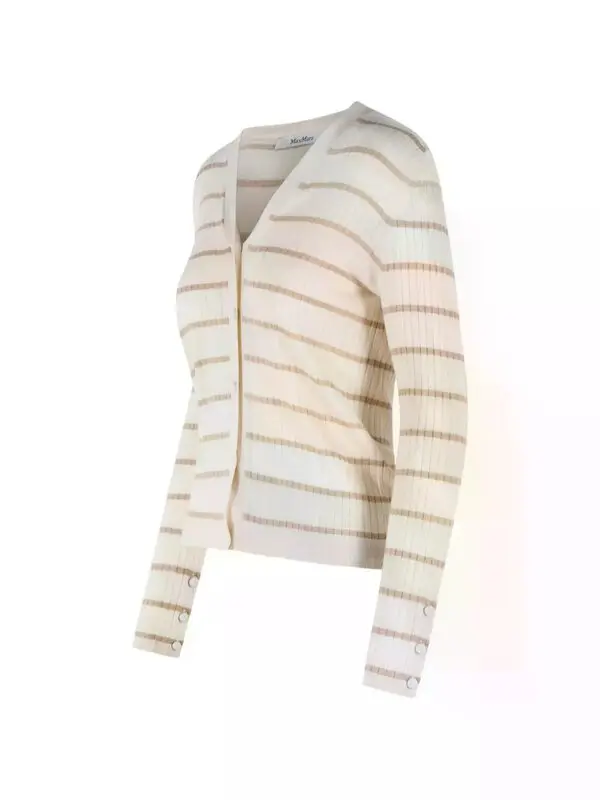 Max Mara Pedale Striped V-neck Cardigan - Neutrals