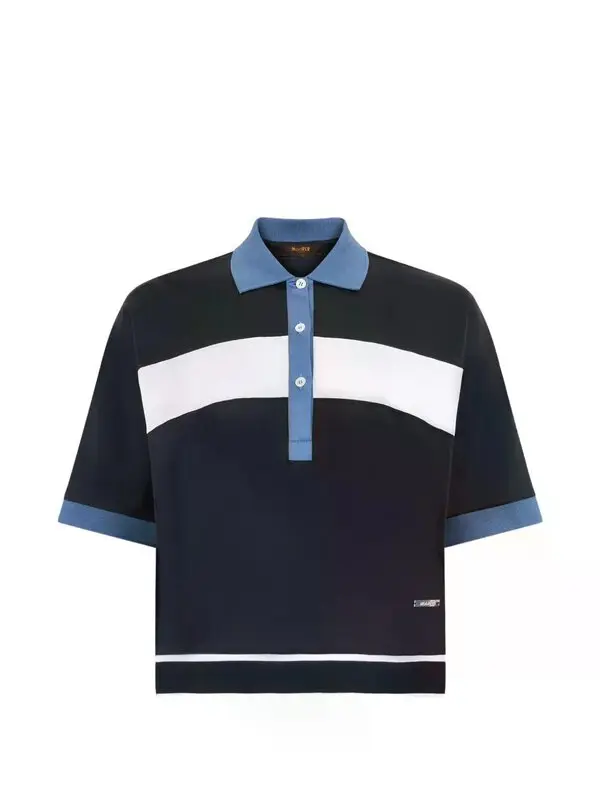MOORER Striped Polo Shirt - Blue