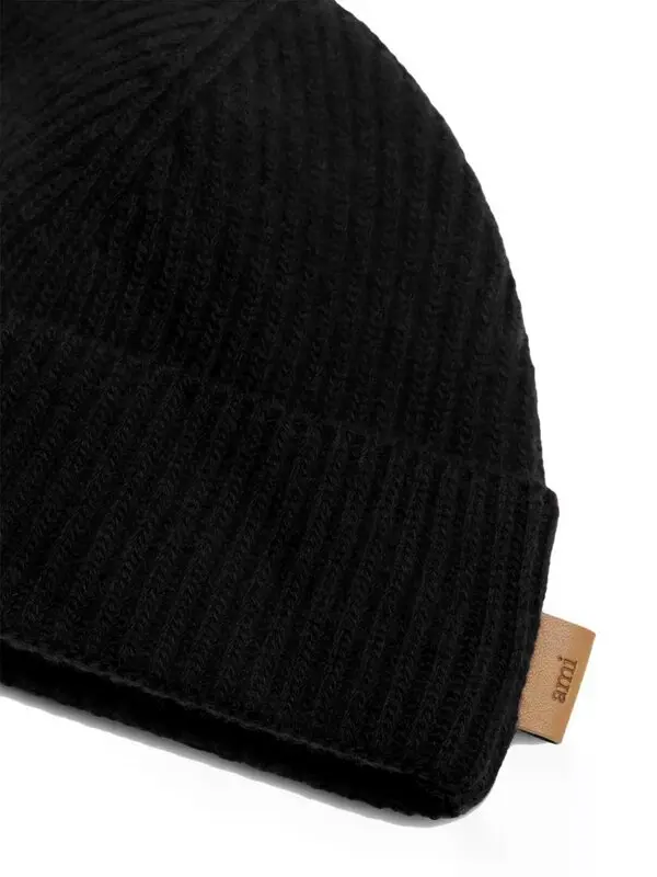 AMI Paris Wool Beanie With Leather Label