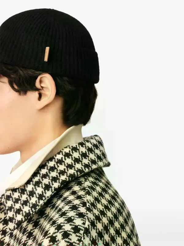 AMI Paris Wool Beanie With Leather Label