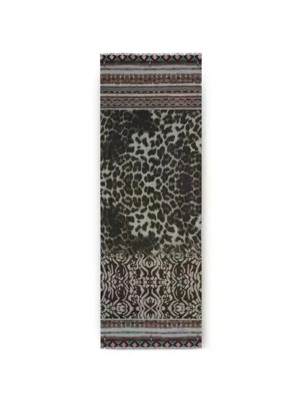 PIERRE-LOUIS MASCIA Hawnbci Animal Geometric Scarf - Brown