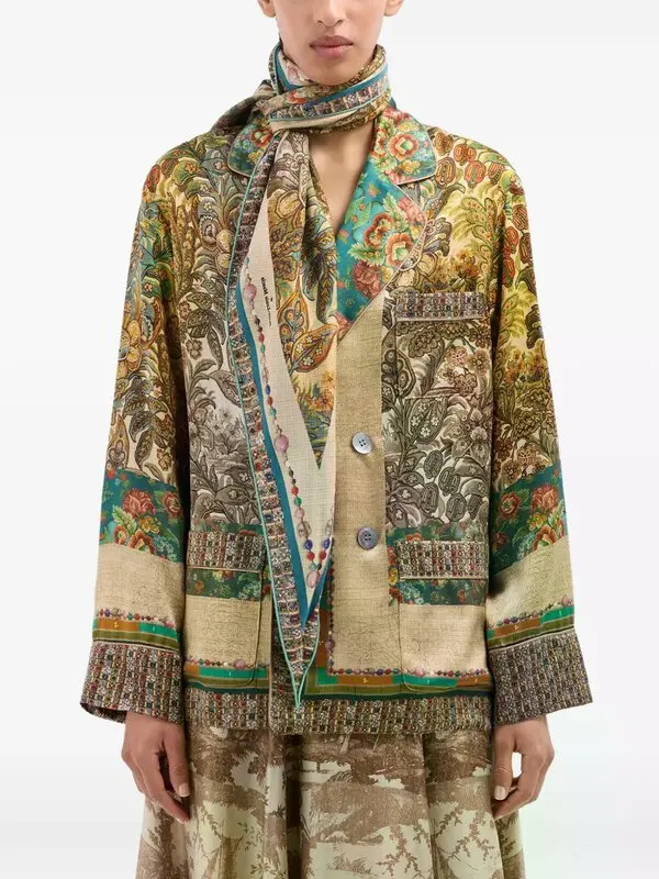 PIERRE-LOUIS MASCIA Aloeuw Floral Paisley Silk Scarf - Neutrals